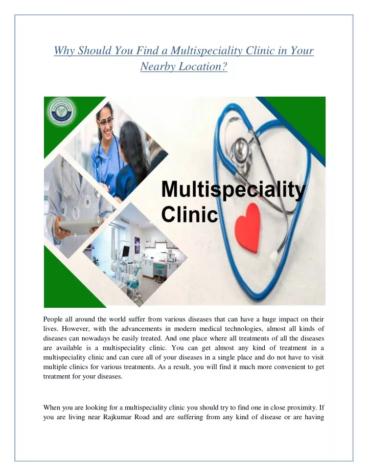 Ppt Why Should You Find A Multispeciality Clinic In Your Nearby
