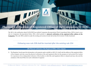 PPT - Rule 25B - Physical Verification of Registered Office of the ...