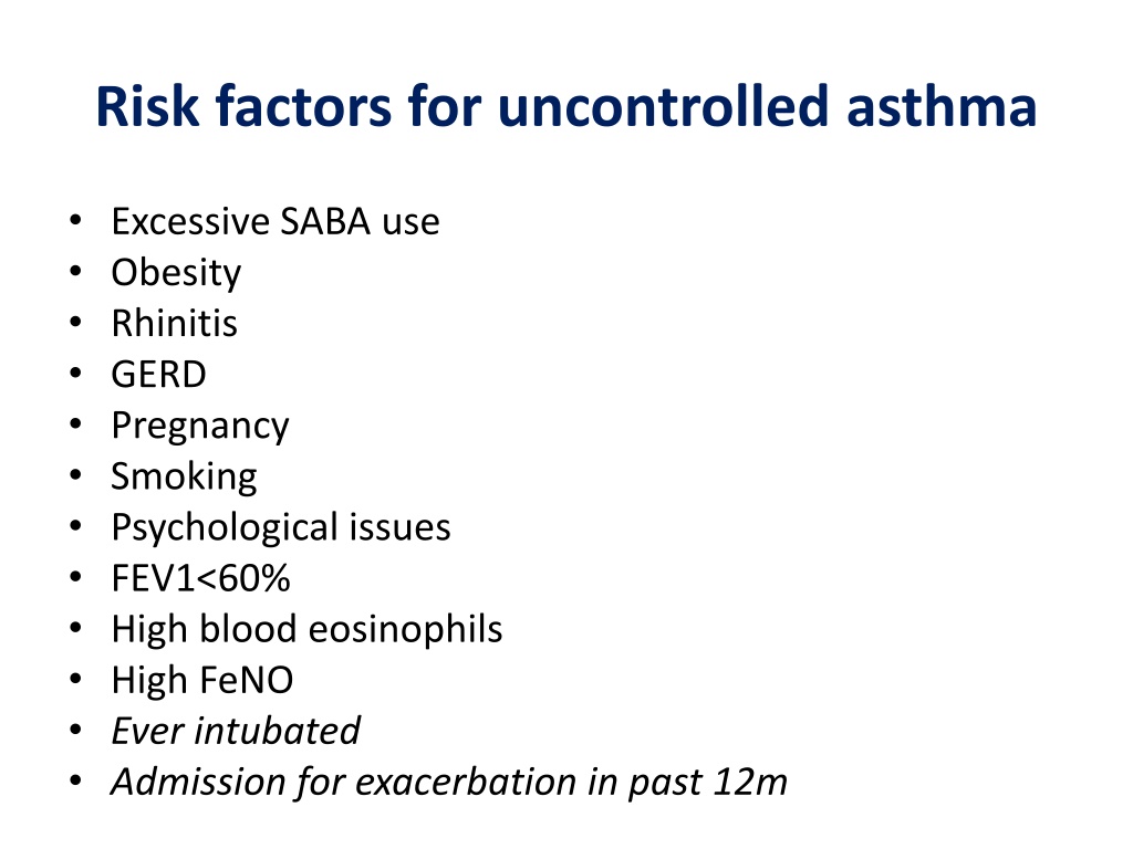 PPT - Risk factors for uncontrolled asthma - Dr. Sheetu Singh ...