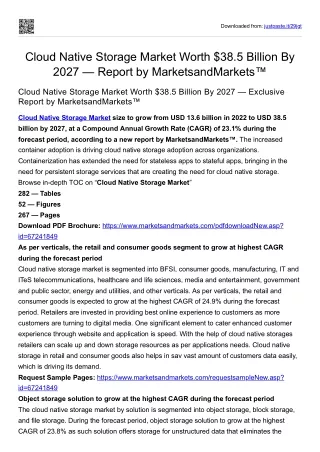 PPT - Cloud Native Storage Market Worth $38.5 Billion By 2027 ...