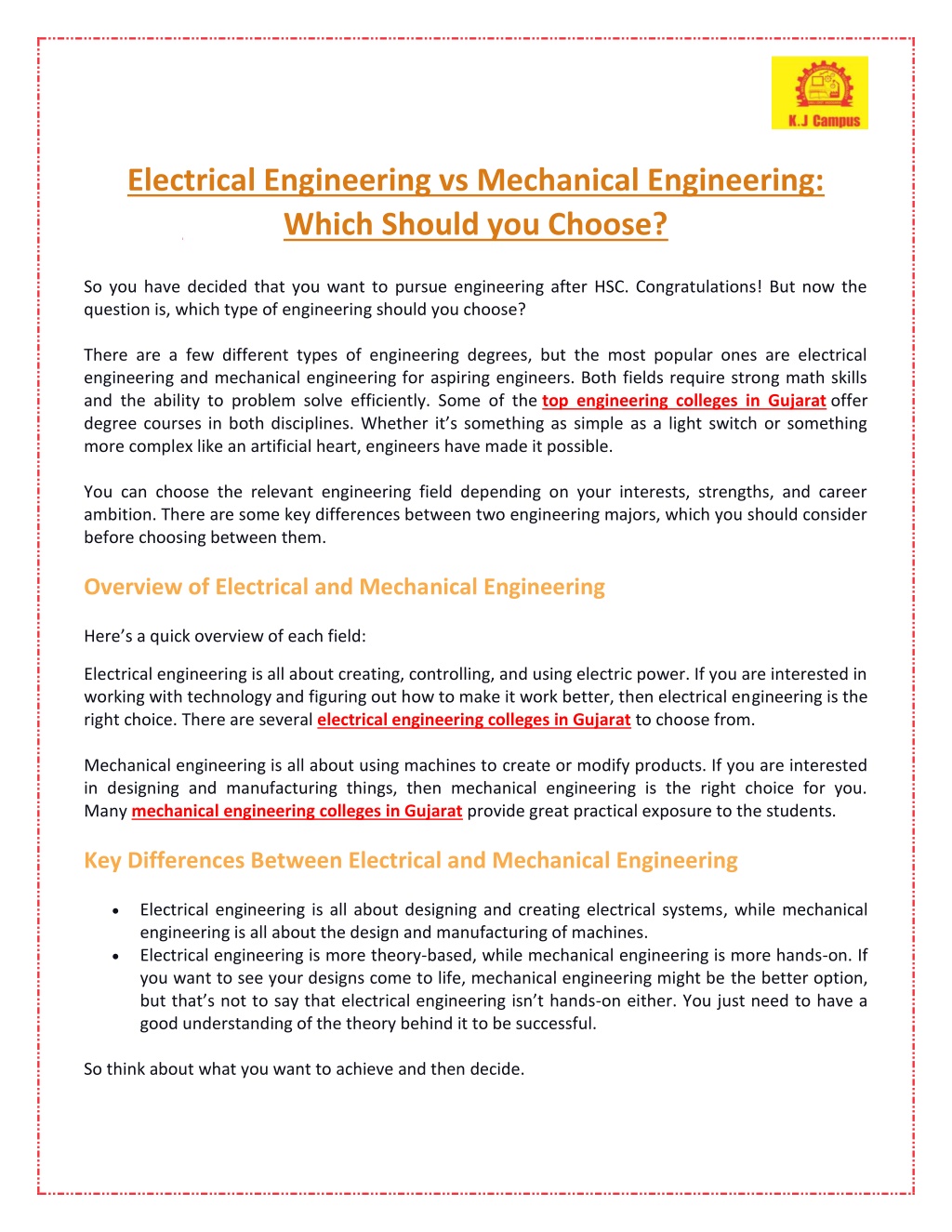 PPT - Electrical Engineering vs Mechanical Engineering Which Should you Choose? PowerPoint ...