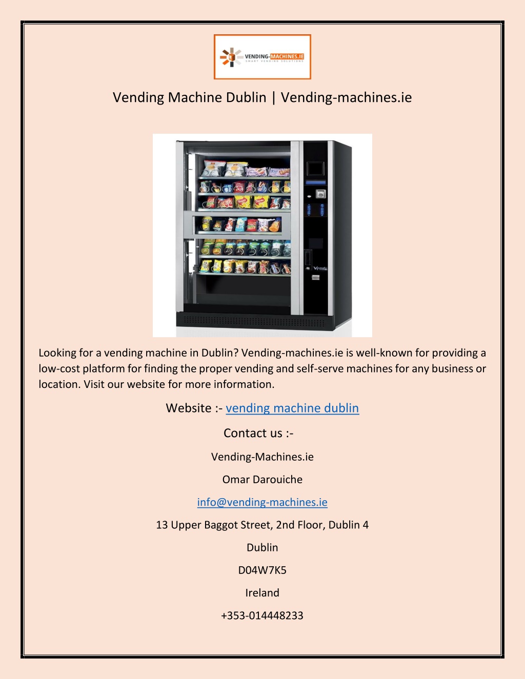 PPT - Vending Machine Dublin Vending-machines.ie PowerPoint ...