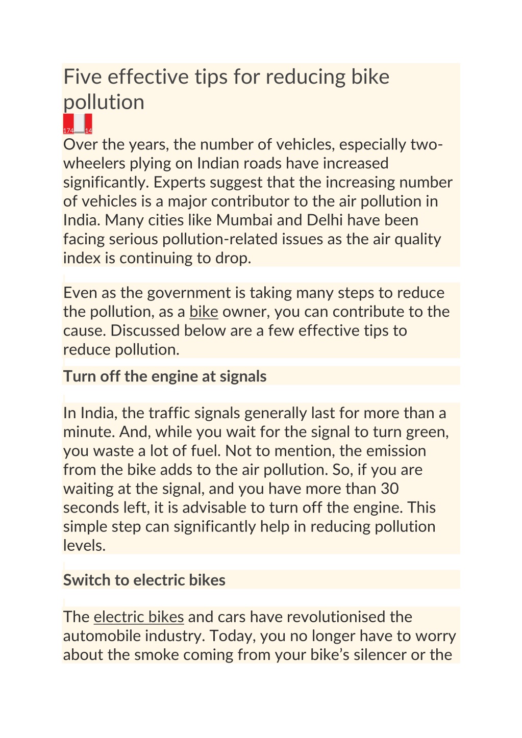 PPT - Five effective tips for reducing bike pollution PowerPoint ...