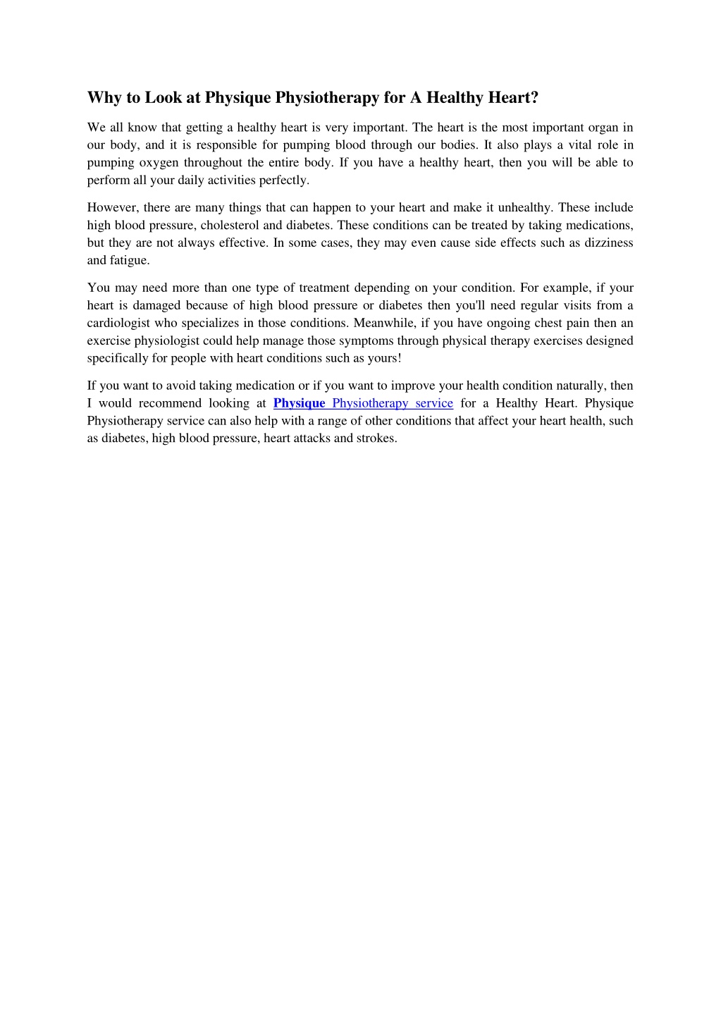 PPT - Why to look at Physique physiotherapy for a Healthy Heart ...