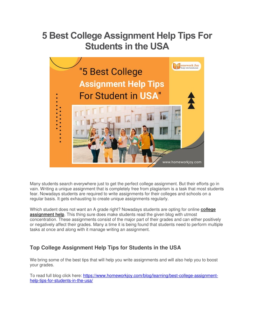 PPT - 5 Best College Assignment Help Tips For Students in the USA ...