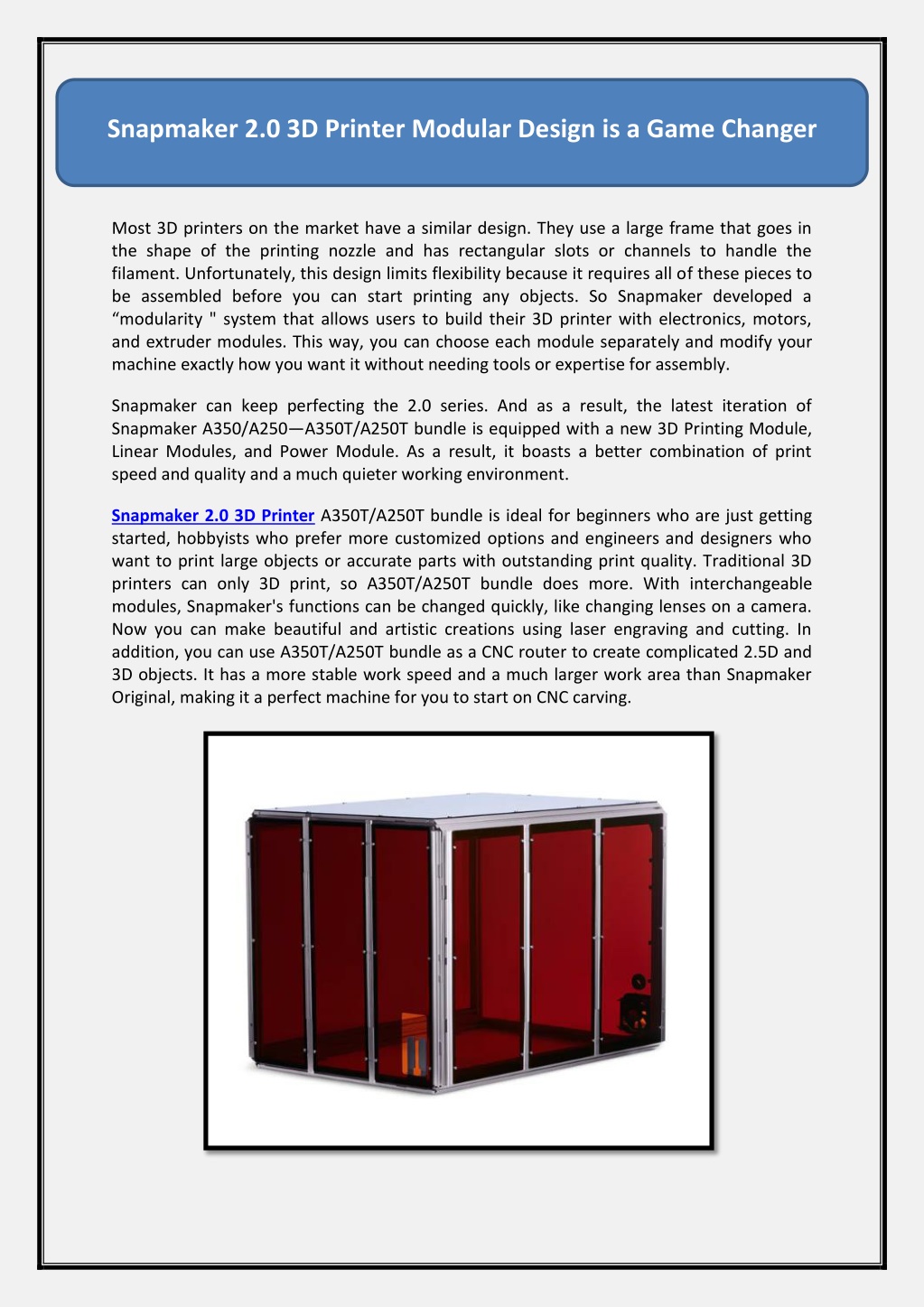 PPT - Snapmaker 2.0 3D Printer Modular Design is a Game Changer ...