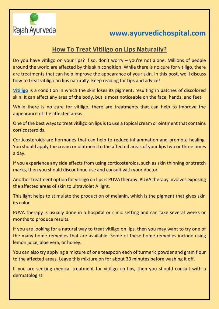 PPT - How To Treat Vitiligo On Lips Naturally? PowerPoint Presentation ...