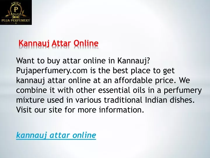 PPT - Kannauj Attar Online Pujaperfumery.com PowerPoint Presentation ...
