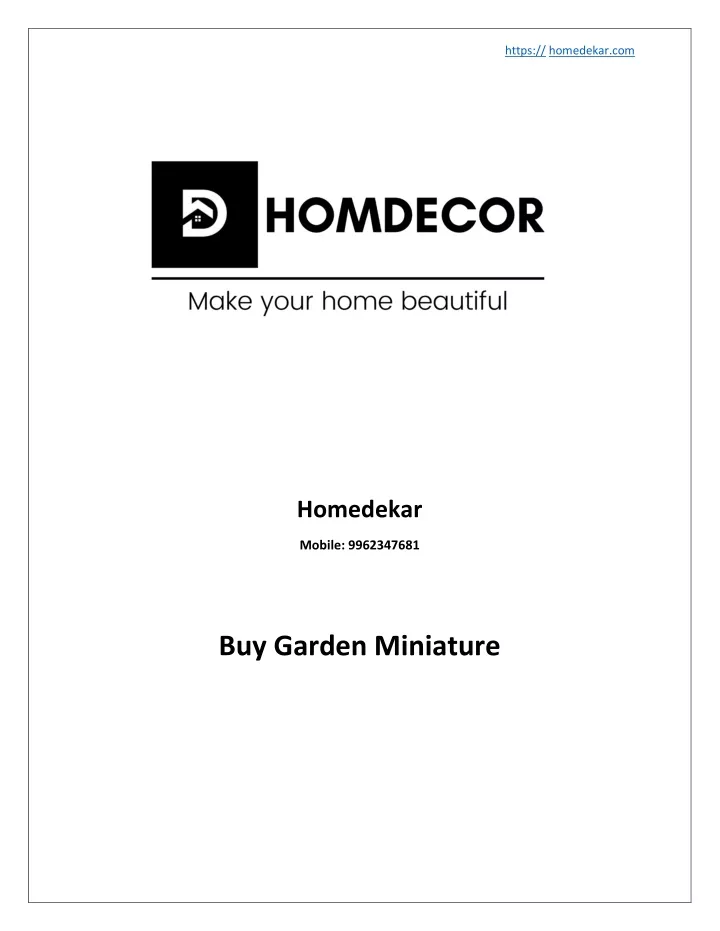 PPT - Buy Garden Miniatures - Homedekar PowerPoint Presentation, free ...