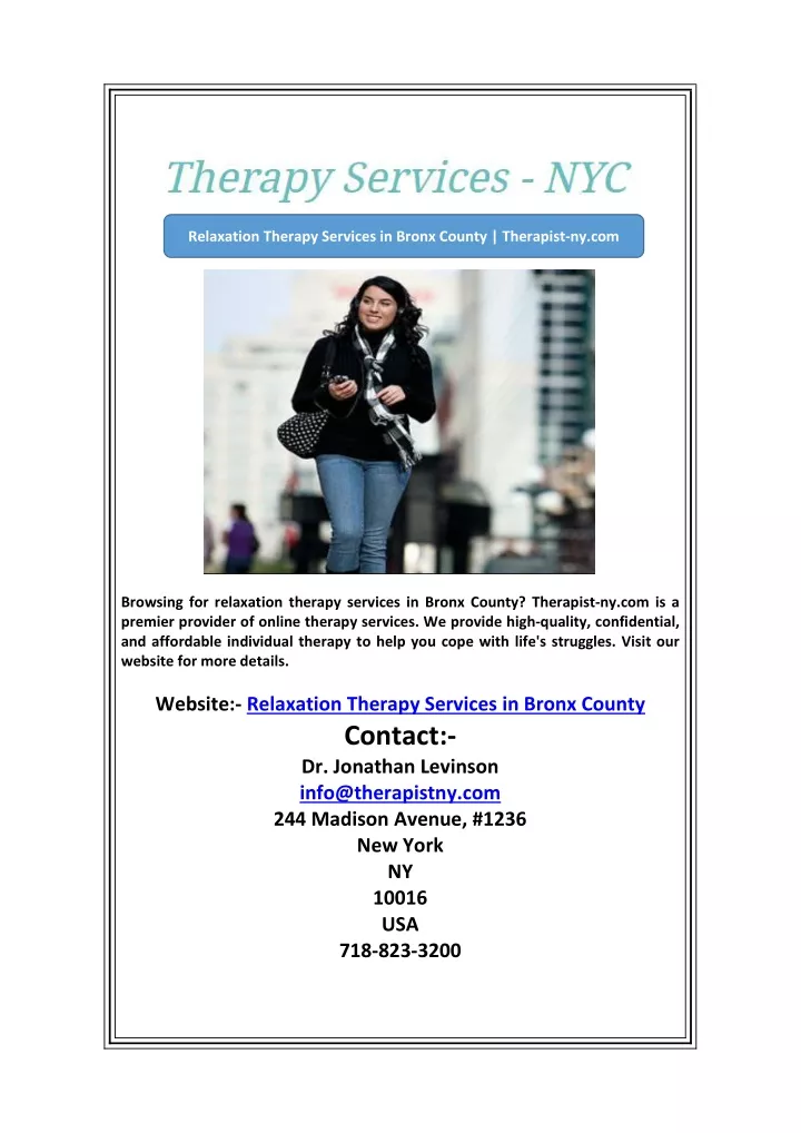 Ppt Relaxation Therapy Services In Bronx County Therapist Powerpoint Presentation