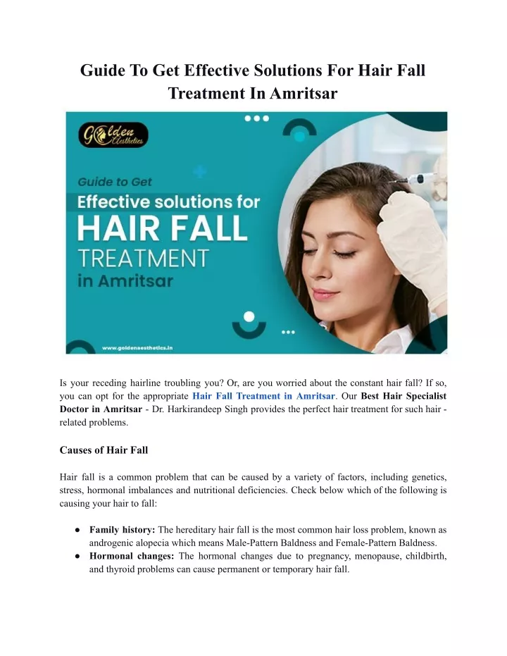 Ppt A Comprehensive Guide To Hair Fall Treatment In Amritsar