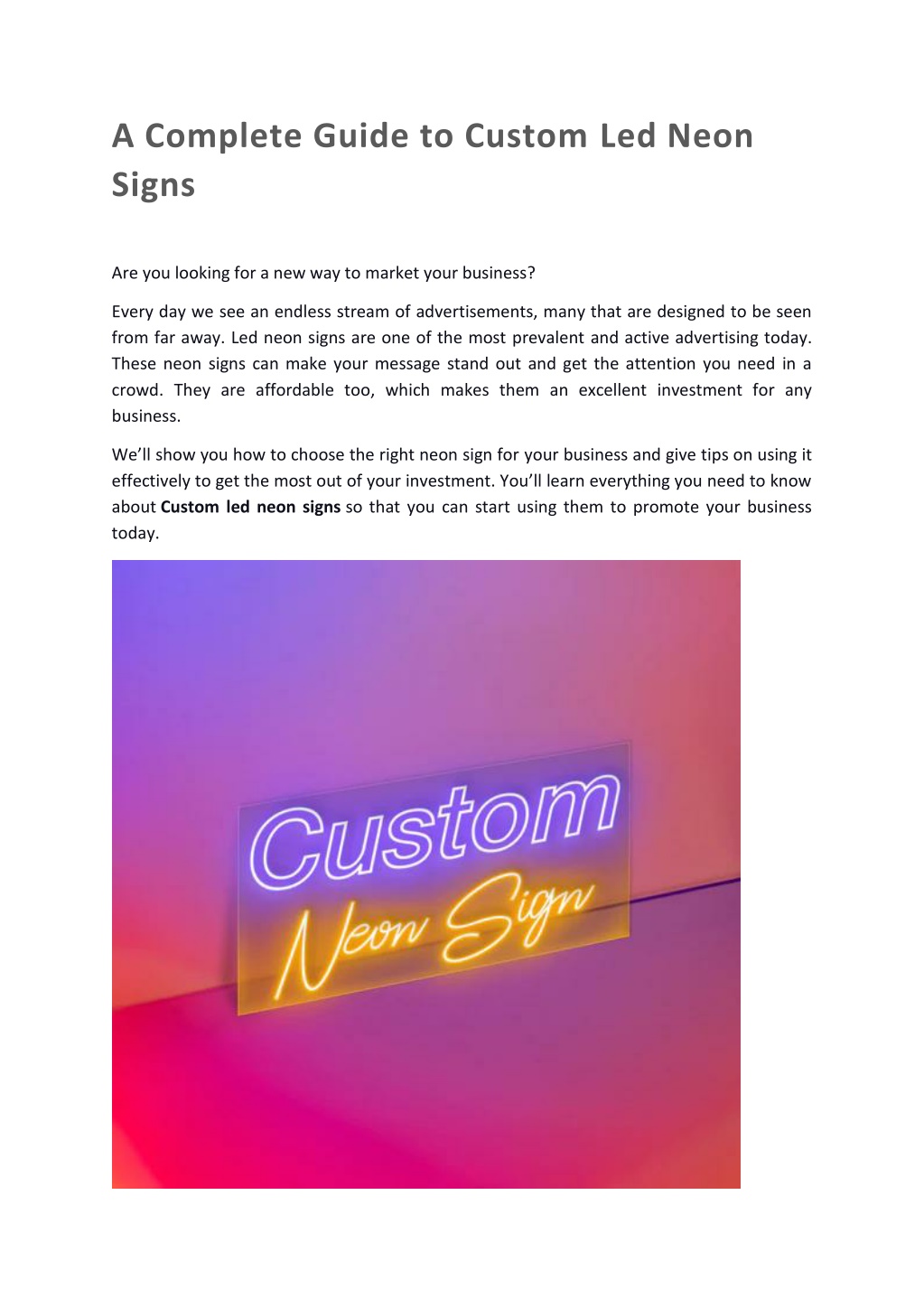 PPT - A Complete Guide to Led Neon Signs (1) PowerPoint Presentation ...