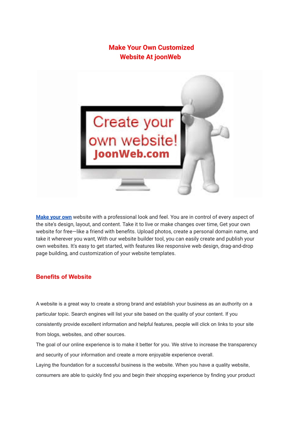 PPT - Make Your Own Customized Website At joonWeb PowerPoint ...