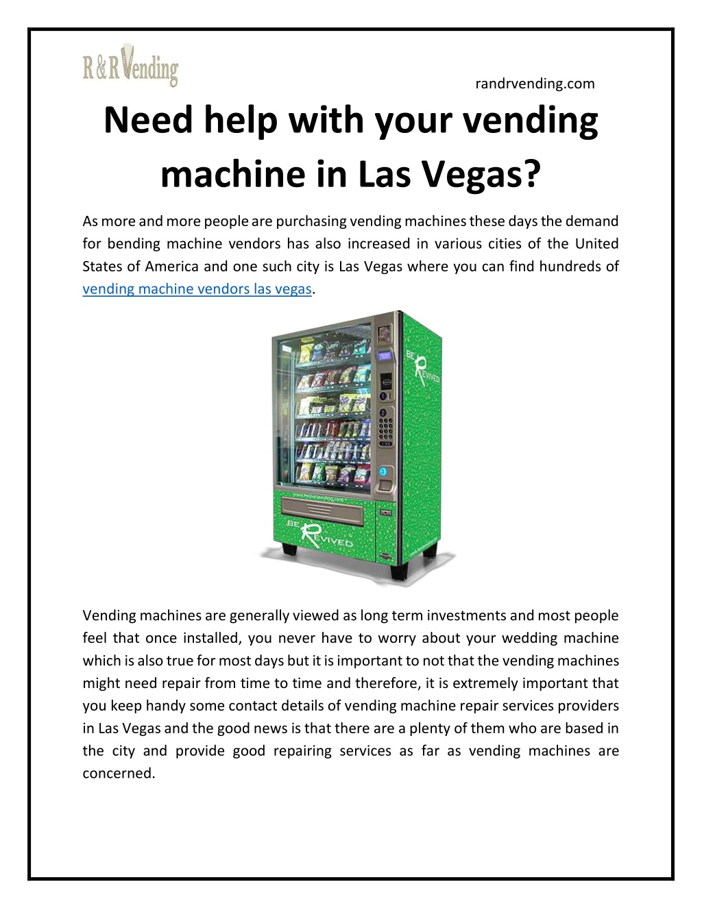 PPT - Need help with your vending machine in Las Vegas PowerPoint ...