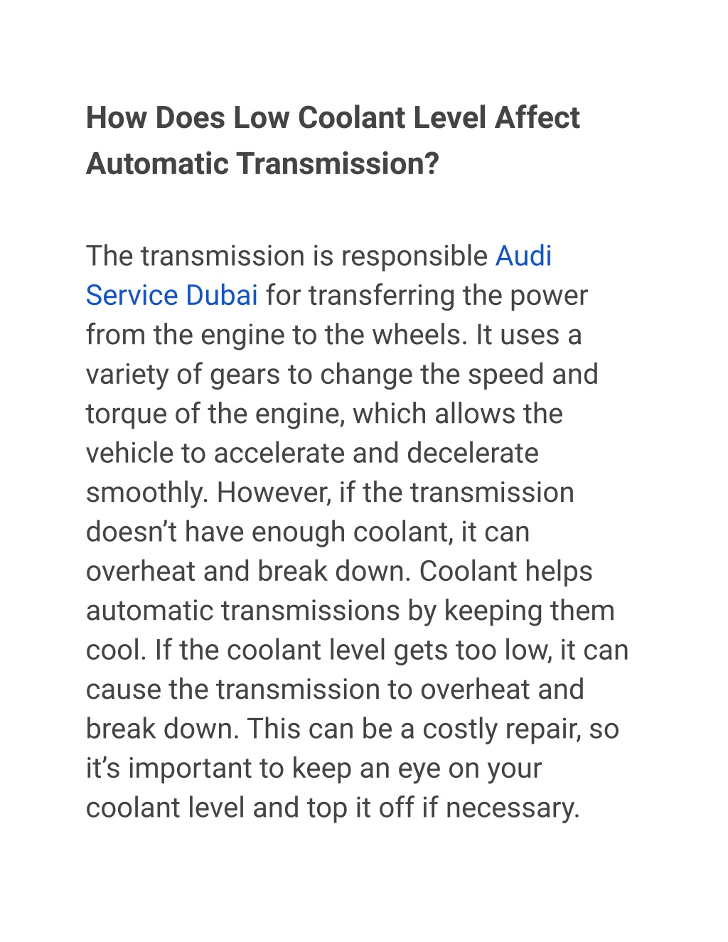 PPT - How Does Low Coolant Level Affect Automatic Transmission ...