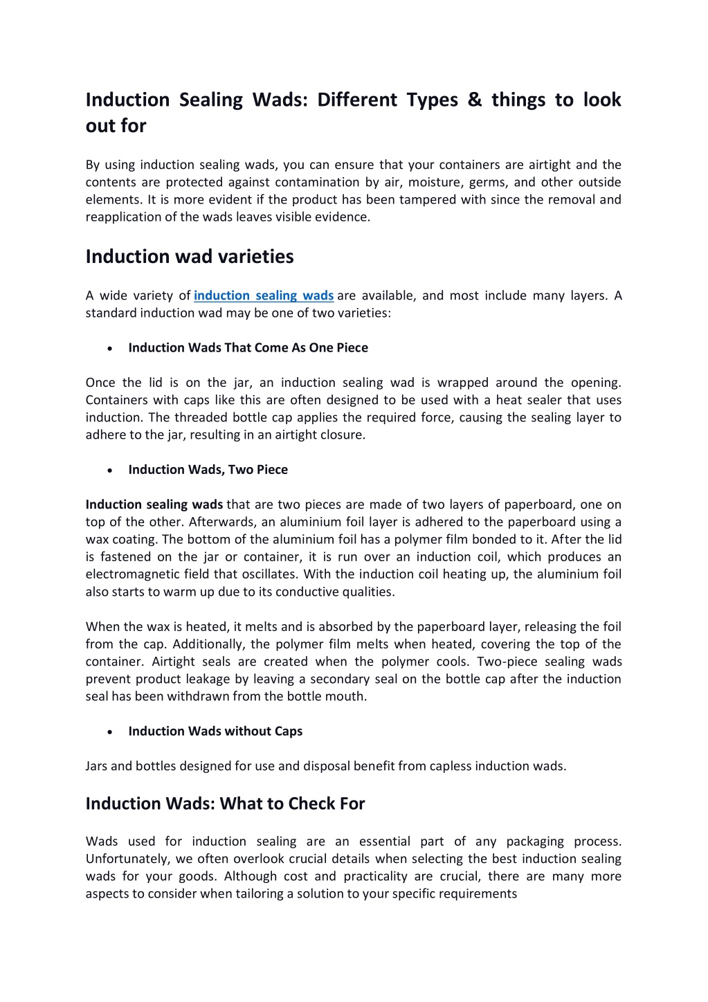 PPT - Induction Sealing Wads: Different Types & things to look out for ...