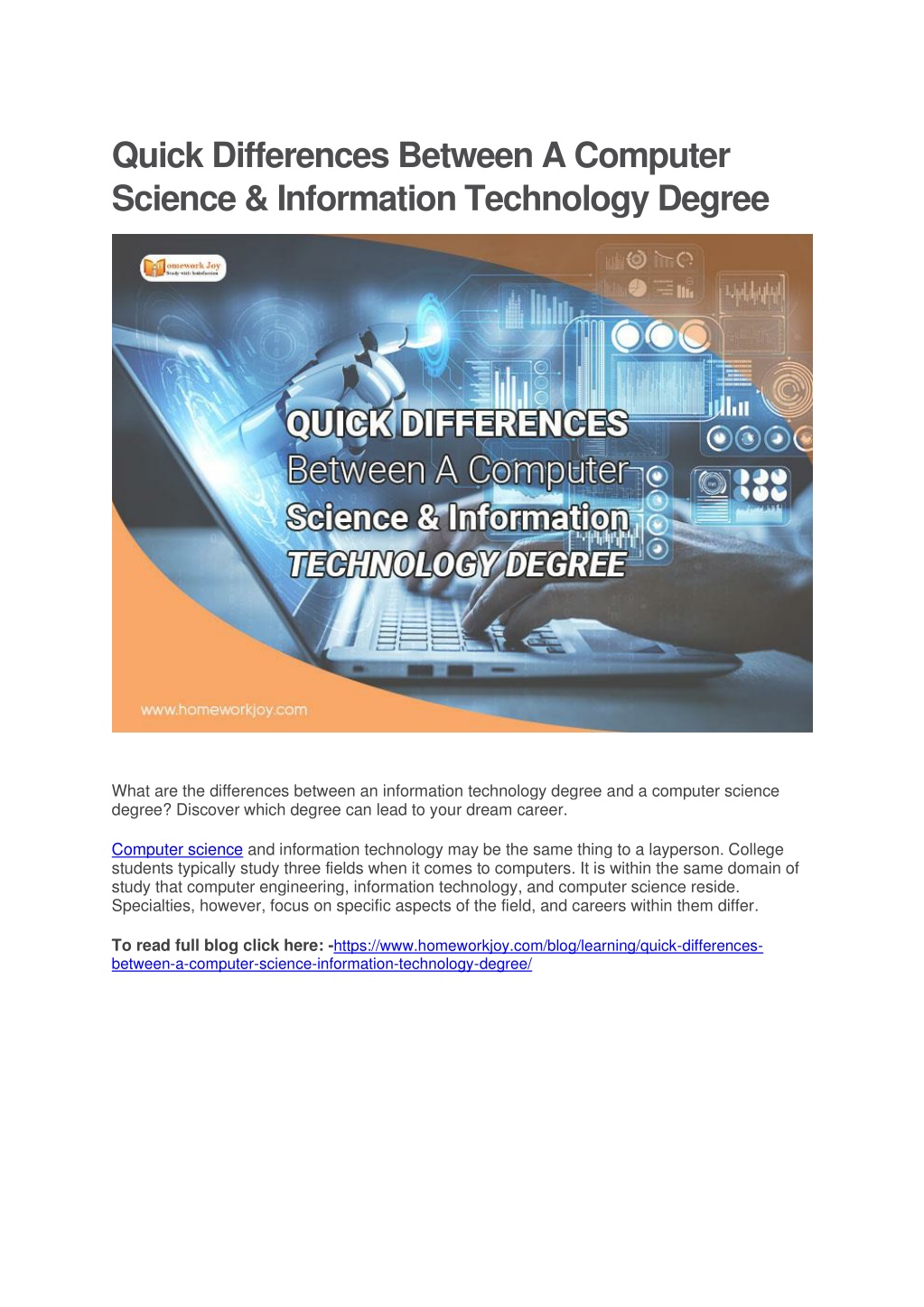 PPT - Quick Differences Between A Computer Science PowerPoint ...