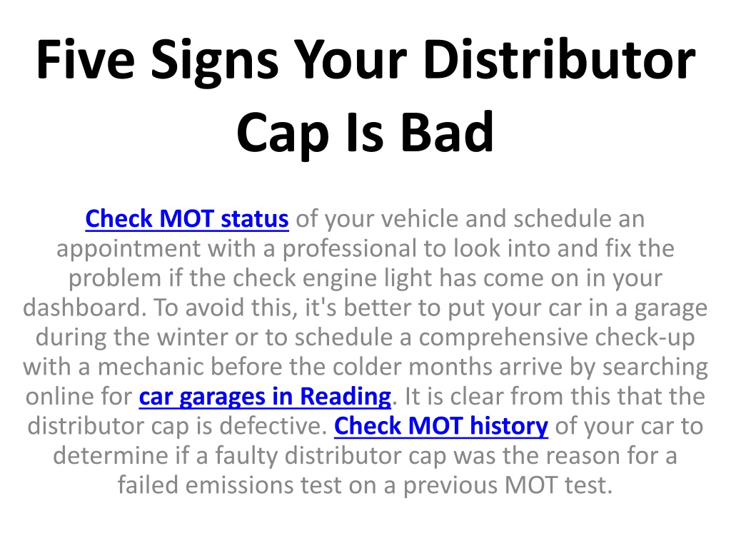 PPT - Five Signs Your Distributor Cap Is Bad PowerPoint Presentation ...