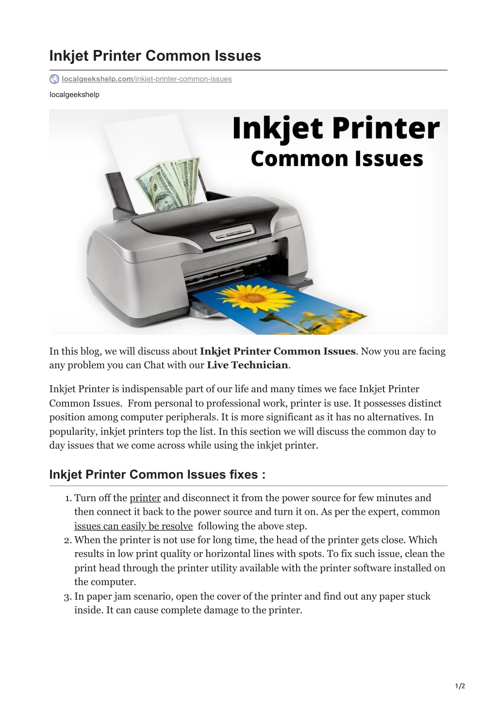 PPT - Inkjet Printer Common Issues PowerPoint Presentation, free ...