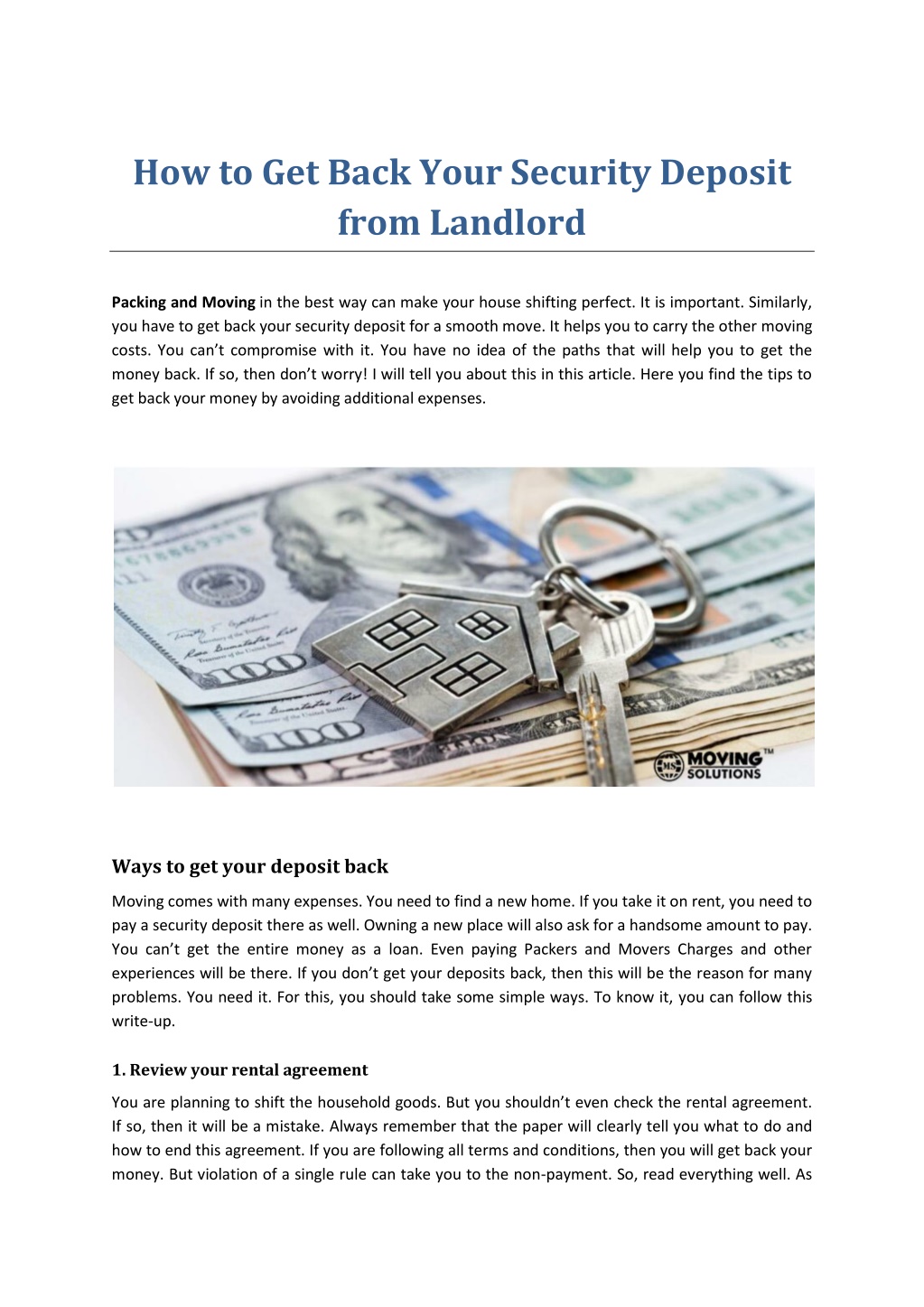 PPT - How to Get Back Your Security Deposit from Landlord PowerPoint ...