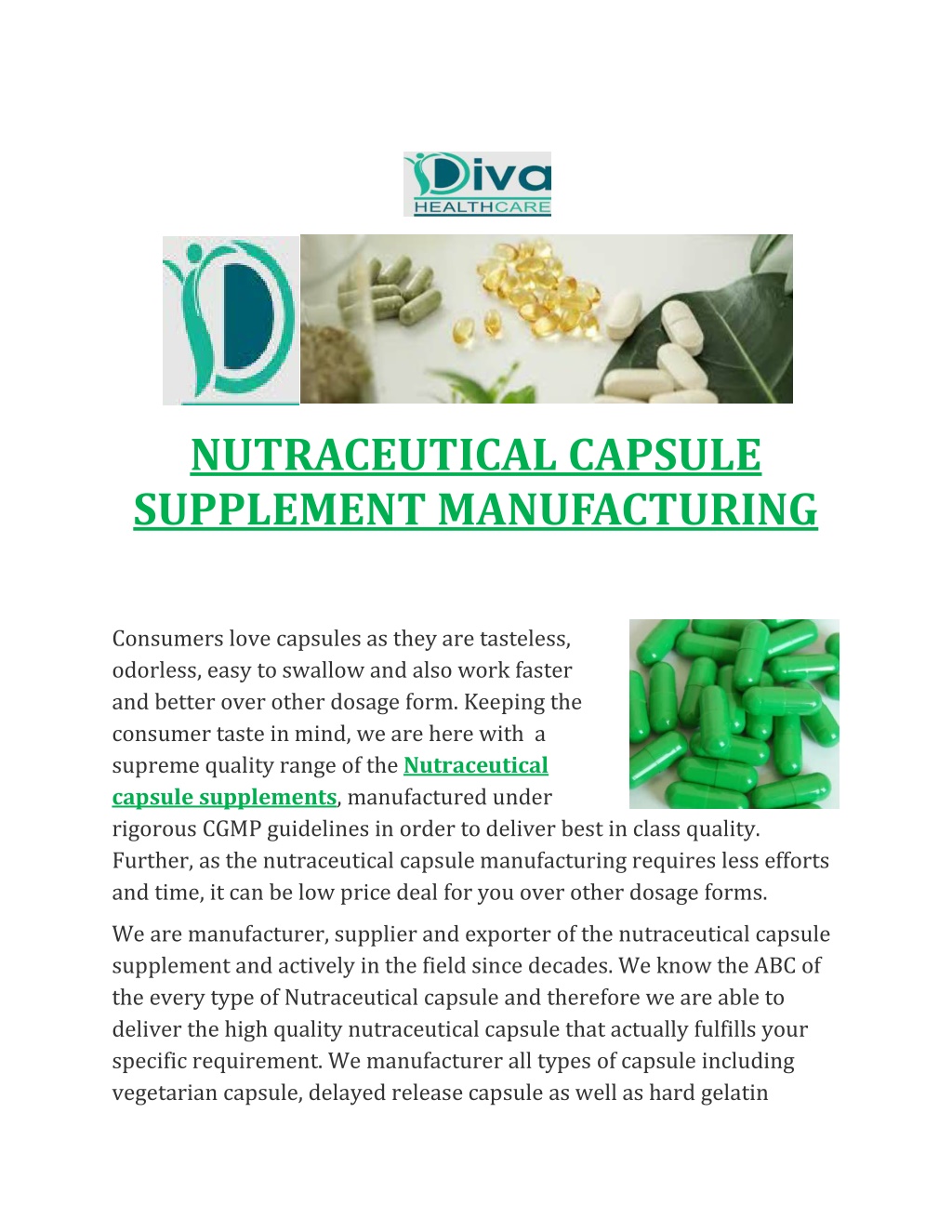 PPT - NUTRACEUTICAL CAPSULE SUPPLEMENT PowerPoint Presentation, free ...