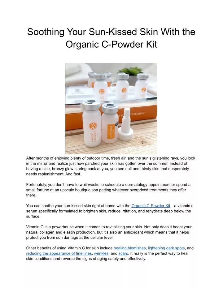 Ppt Soothing Sun Kissed Skin With The Organic C Powder Kit Powerpoint