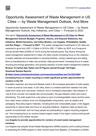 PPT - Opportunity Assessment of Waste Management in US Cities — by ...