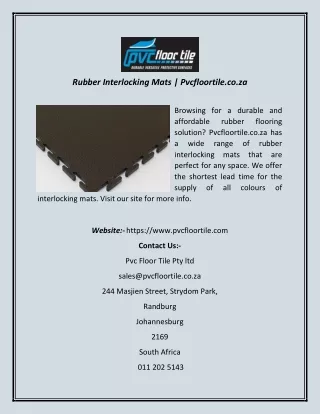 PPT - Rubber Interlocking Mats Pvcfloortile.co.za PowerPoint ...