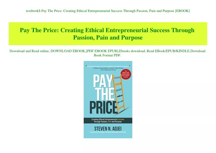 PPT - textbook$ Pay The Price Creating Ethical Entrepreneurial Success ...
