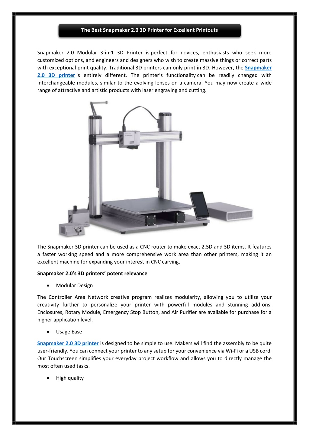 PPT - The Best Snapmaker 2.0 3D Printer for Excellent Printouts ...