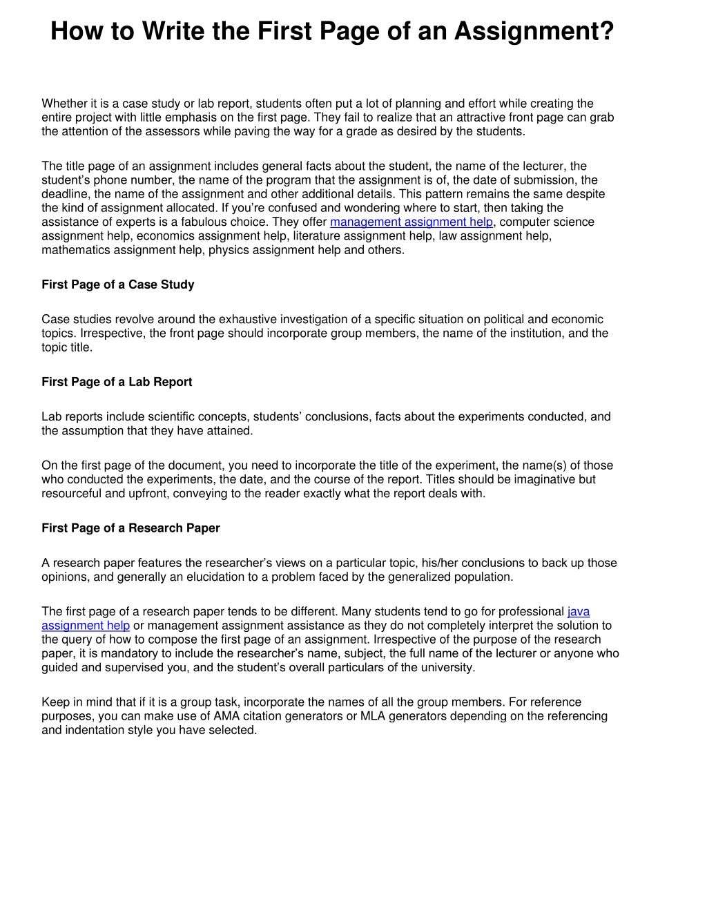 PPT - How to Write the First Page of an Assignment PowerPoint ...