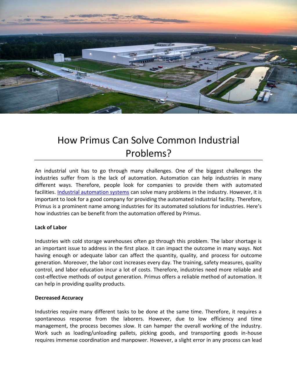PPT - How Primus Can Solve Common Industrial Problems PowerPoint Presentation - ID:11579277