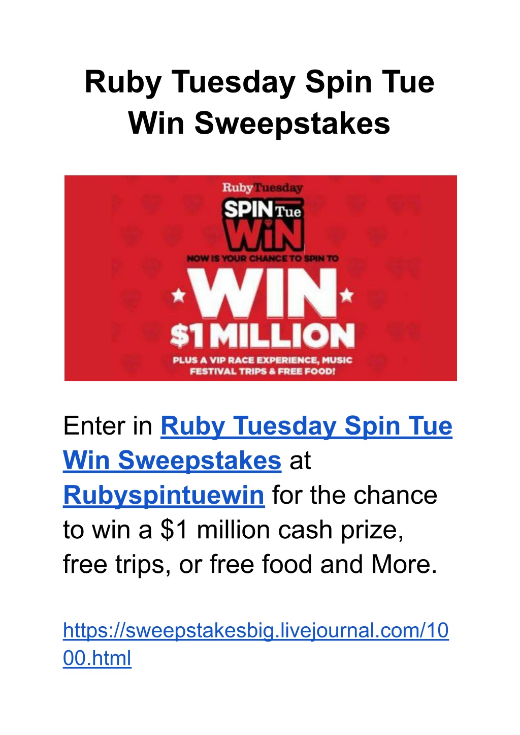 PPT - Rubyspintuewin Sweepstakes PowerPoint Presentation, free download ...