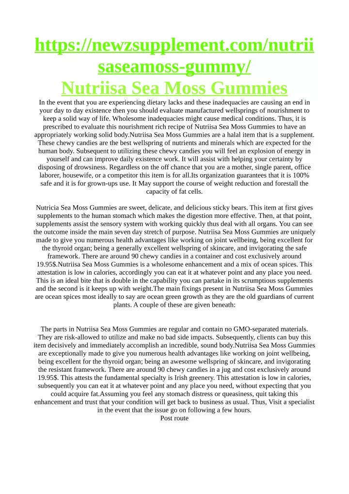 PPT - https://newzsupplement.com/nutriisaseamoss-gummy/ PowerPoint Presentation - ID:11581136