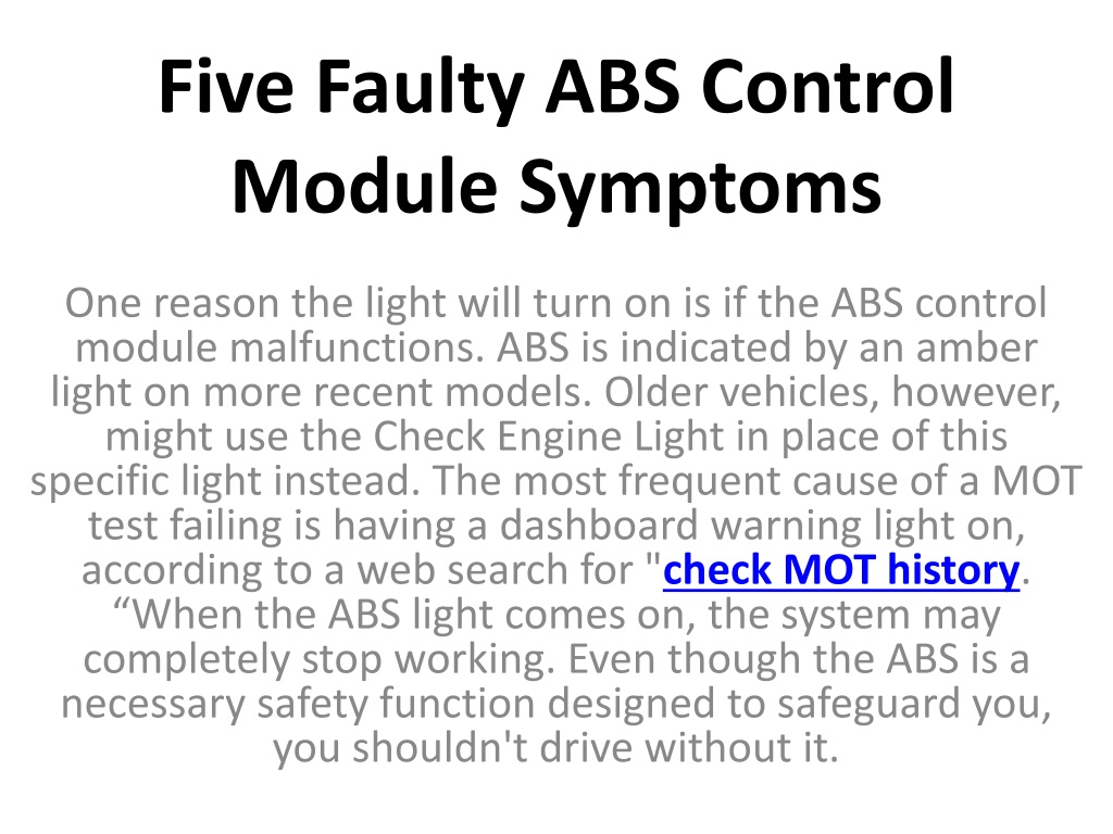 PPT - Five Faulty ABS Control Module Symptoms PowerPoint Presentation ...