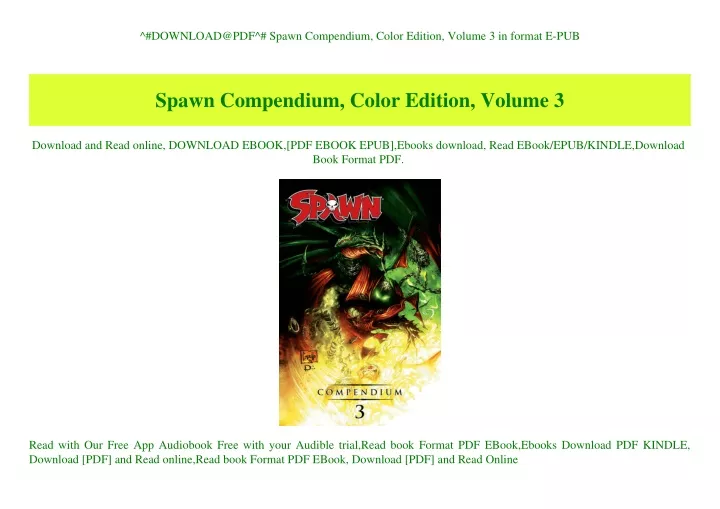 PPT - ^#DOWNLOAD@PDF^# Spawn Compendium Color Edition Volume 3 in format E-PUB PowerPoint ...