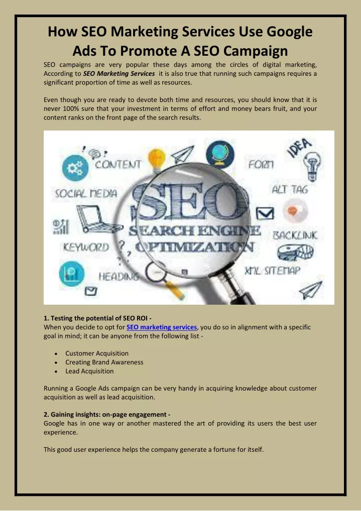 PPT - Google Ads Are Used By SEO Marketing Services To Promote An SEO ...