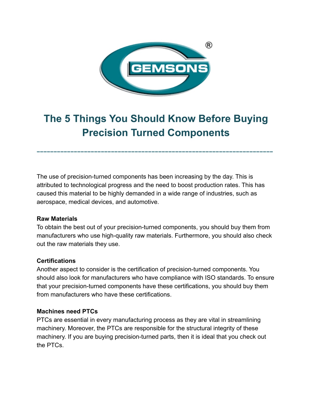 PPT - The 5 Things You Should Know Before Buying Precision Turned ...