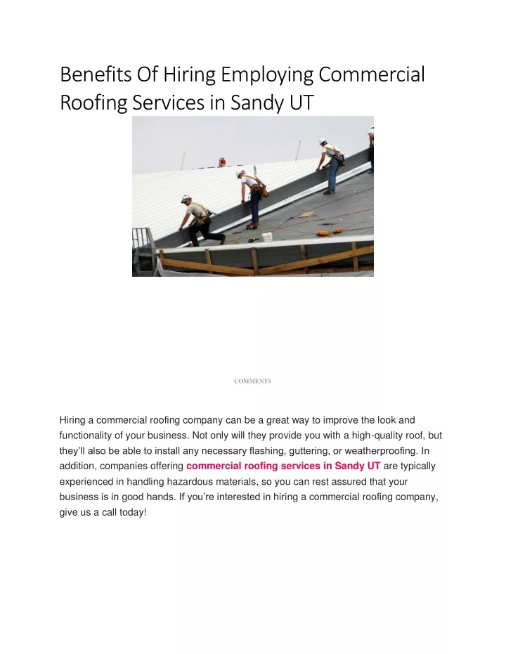 Ppt Benefits Of Hiring Employing Commercial Roofing Services In Sandy