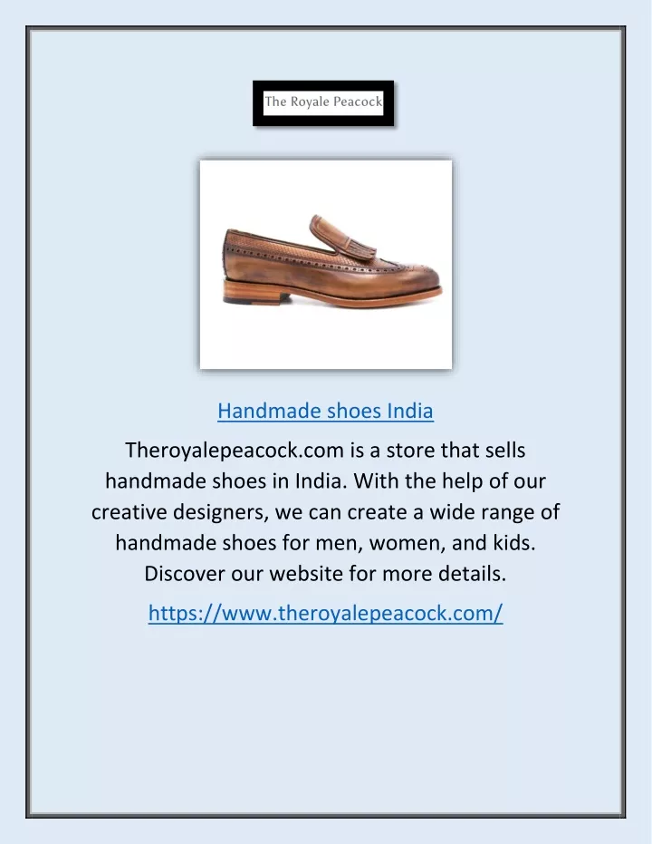 PPT - Handmade Shoes India | Theroyalepeacock.com PowerPoint ...
