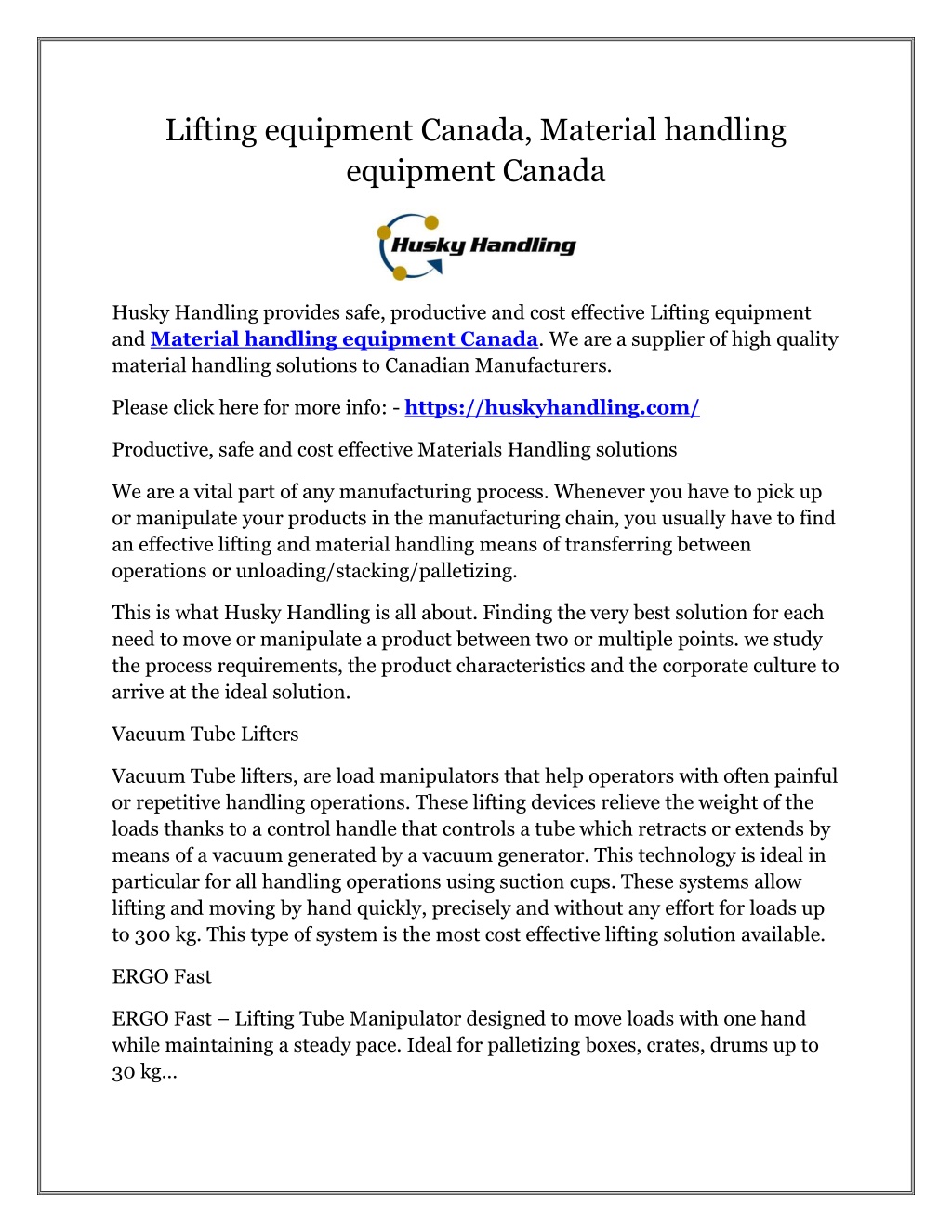 PPT - Material handling equipment Canada PowerPoint Presentation, free ...
