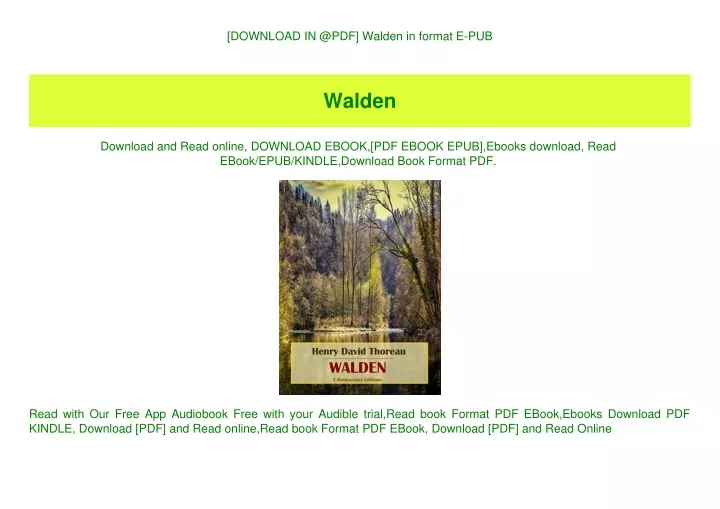 PPT - [DOWNLOAD IN @PDF] Walden in format E-PUB PowerPoint Presentation - ID:11591765