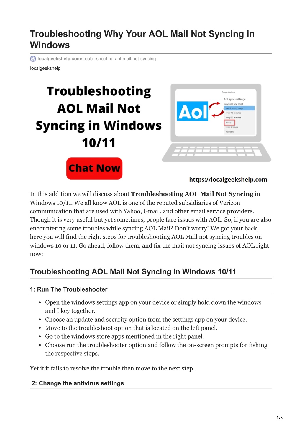 PPT - Troubleshooting Why Your AOL Mail Not Syncing in Windows ...