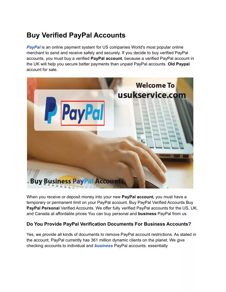 Ppt Buy Verified Paypal Accounts 100 Full Verified And Best