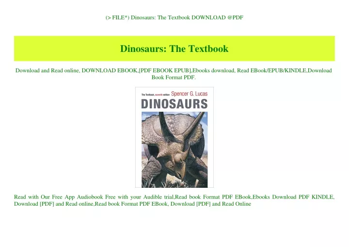 PPT - (P.D.F. FILE) Dinosaurs The Textbook DOWNLOAD @PDF PowerPoint ...