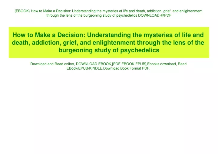 PPT - {EBOOK} How to Make a Decision Understanding the mysteries of ...