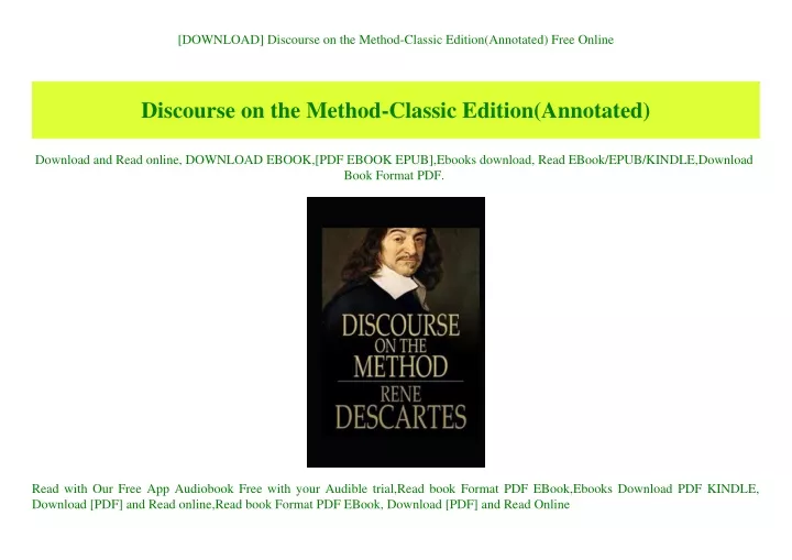 PPT - [DOWNLOAD] Discourse on the Method-Classic Edition(Annotated ...