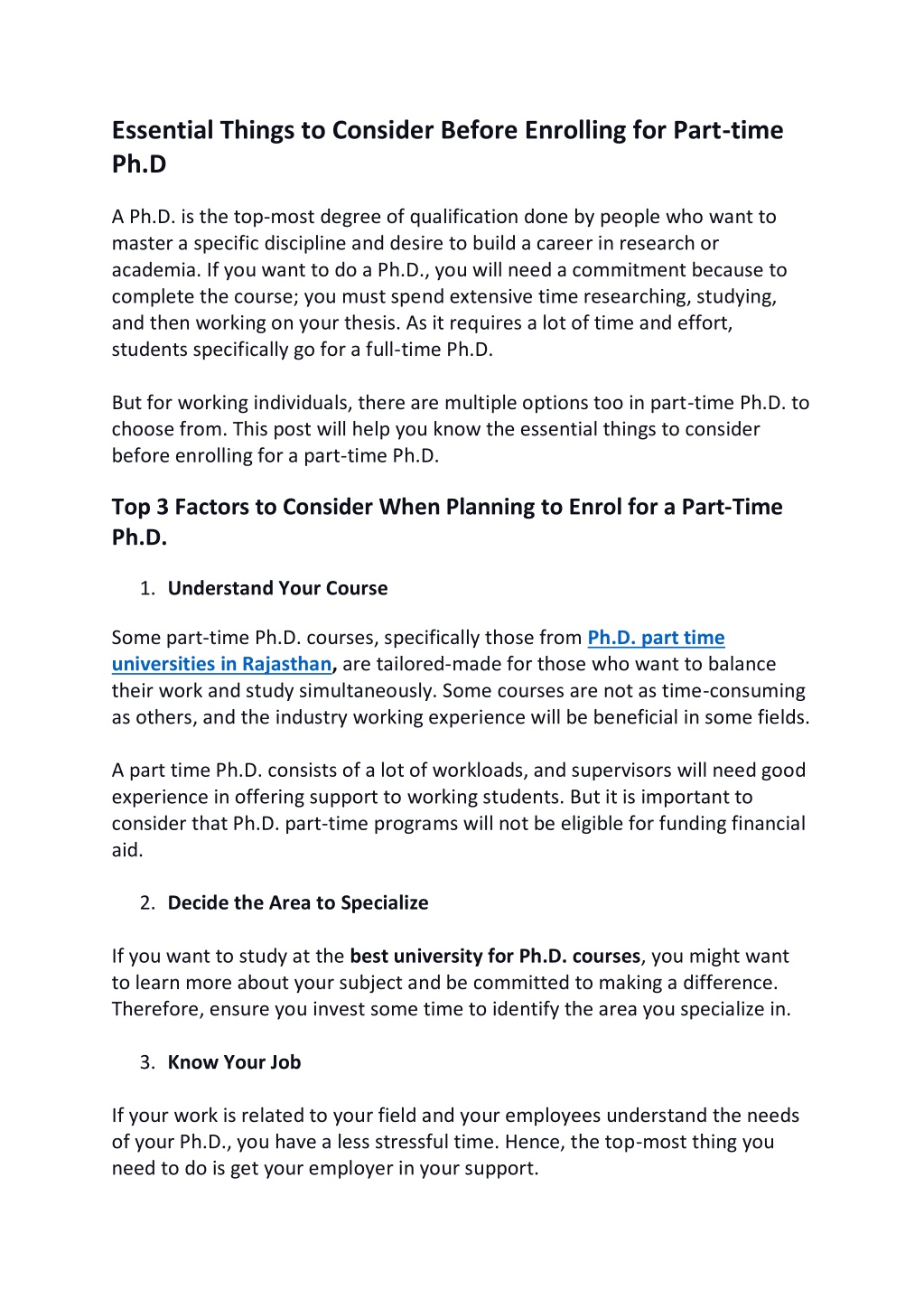 PPT - Essential Things to Consider before Enrolling for Part time Ph.D ...