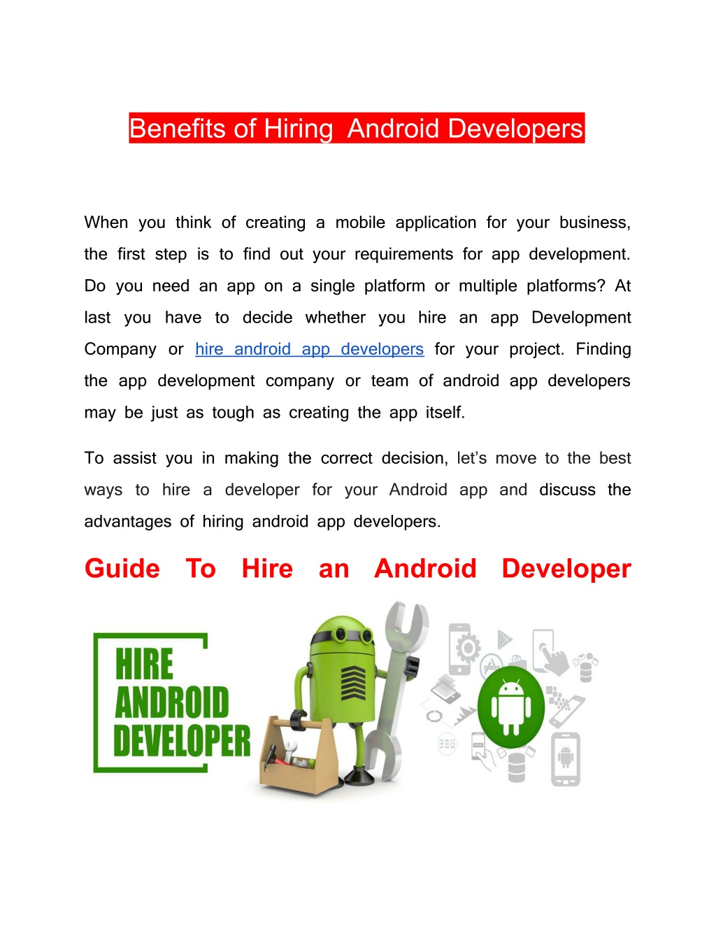 PPT - Benefits to hire android developers PowerPoint Presentation, free ...