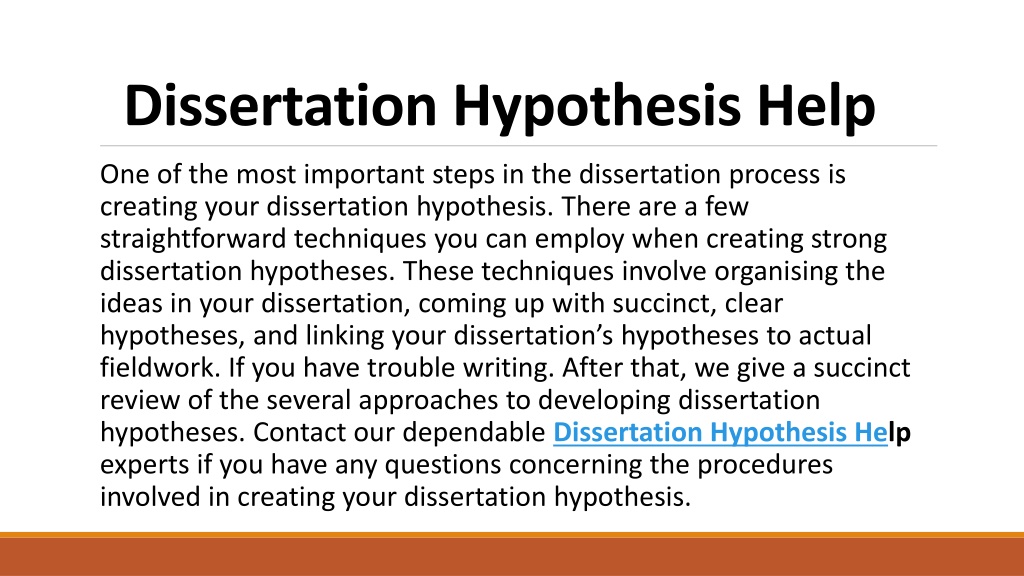PPT - Dissertation Hypothesis Help PowerPoint Presentation, free download - ID:11599887